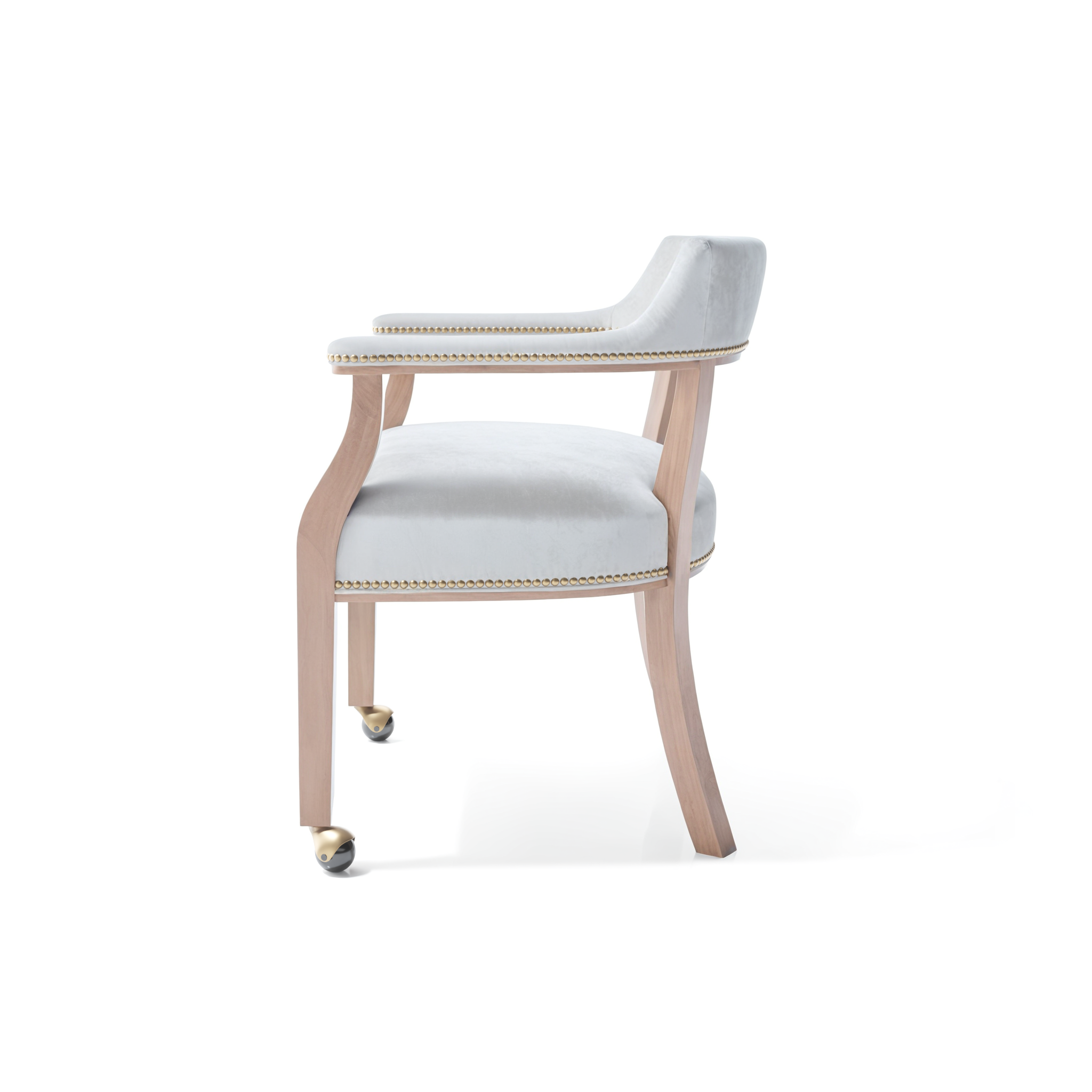 Merritt Arm Chair With Nail Trim And Front Casters - Kellex